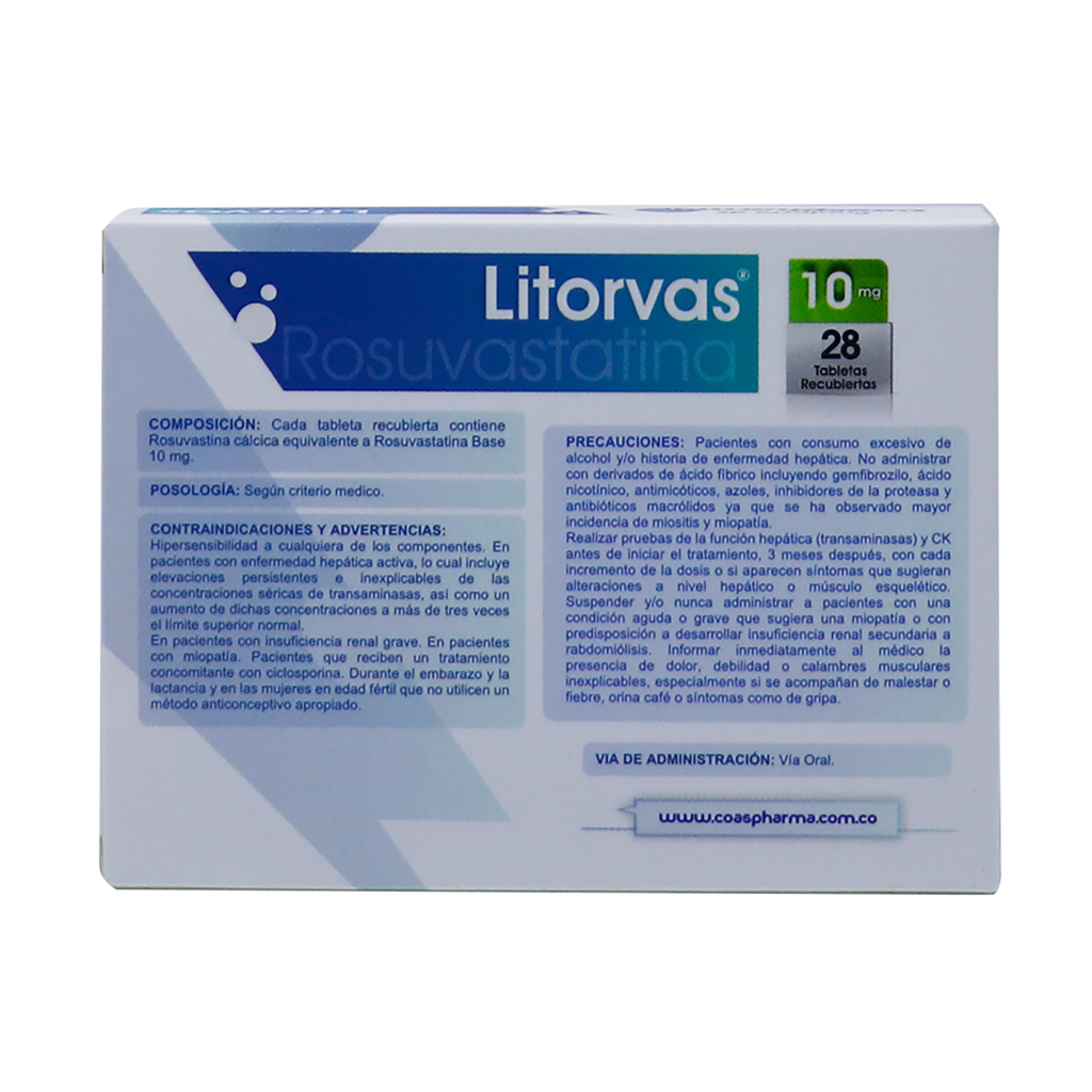LITORVAS 10 MG TABLETAS RECUBIERTAS - Laboratorios